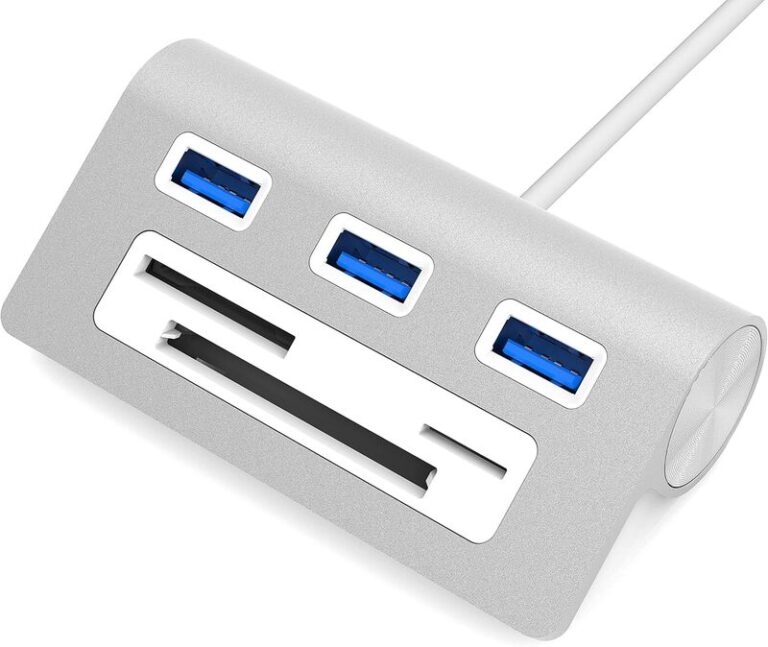 Sabrent HB-MACR 3 Port Aluminum USB 3.0 3-Port Hub + Multi-In-1 Card ...